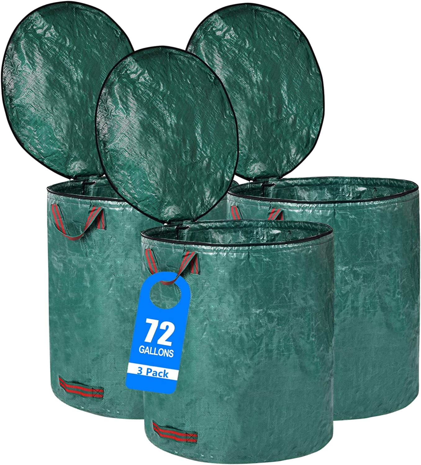 3 Pack 72 Gallons Reusable Yard Waste Bags with Lid Extra Large Lawn ...