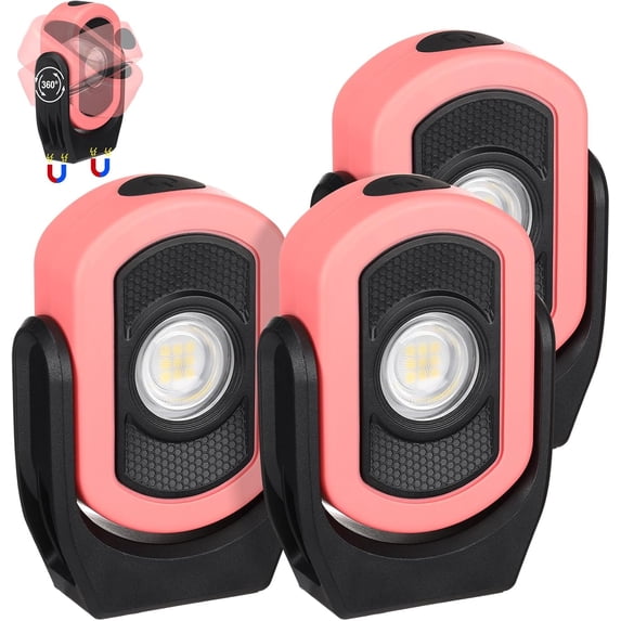 3 Pack 780 Lumens Magnetic USB Rechargeable LED Work Light Portable ...