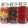 3-Pack 78oz Large Square Airtight Glass Jars, Wide Mouth Storage ...