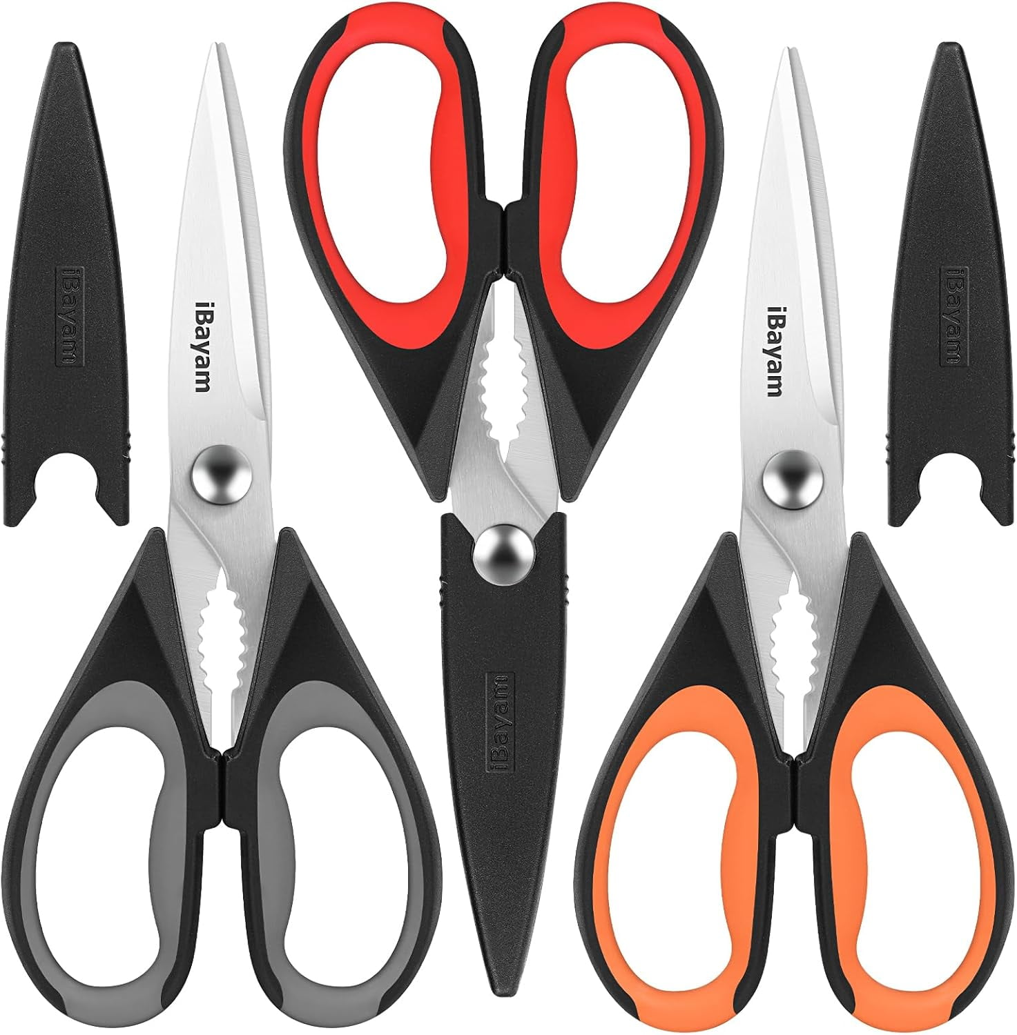 3-Pack 8.5"Kitchen Scissors All Purpose Heavy Duty with Protective ...