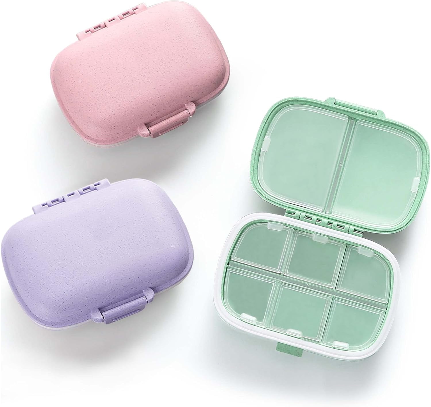 3 Pack 8 Compartments Travel Pill Organizer, Daily Pill Case Small Pill ...