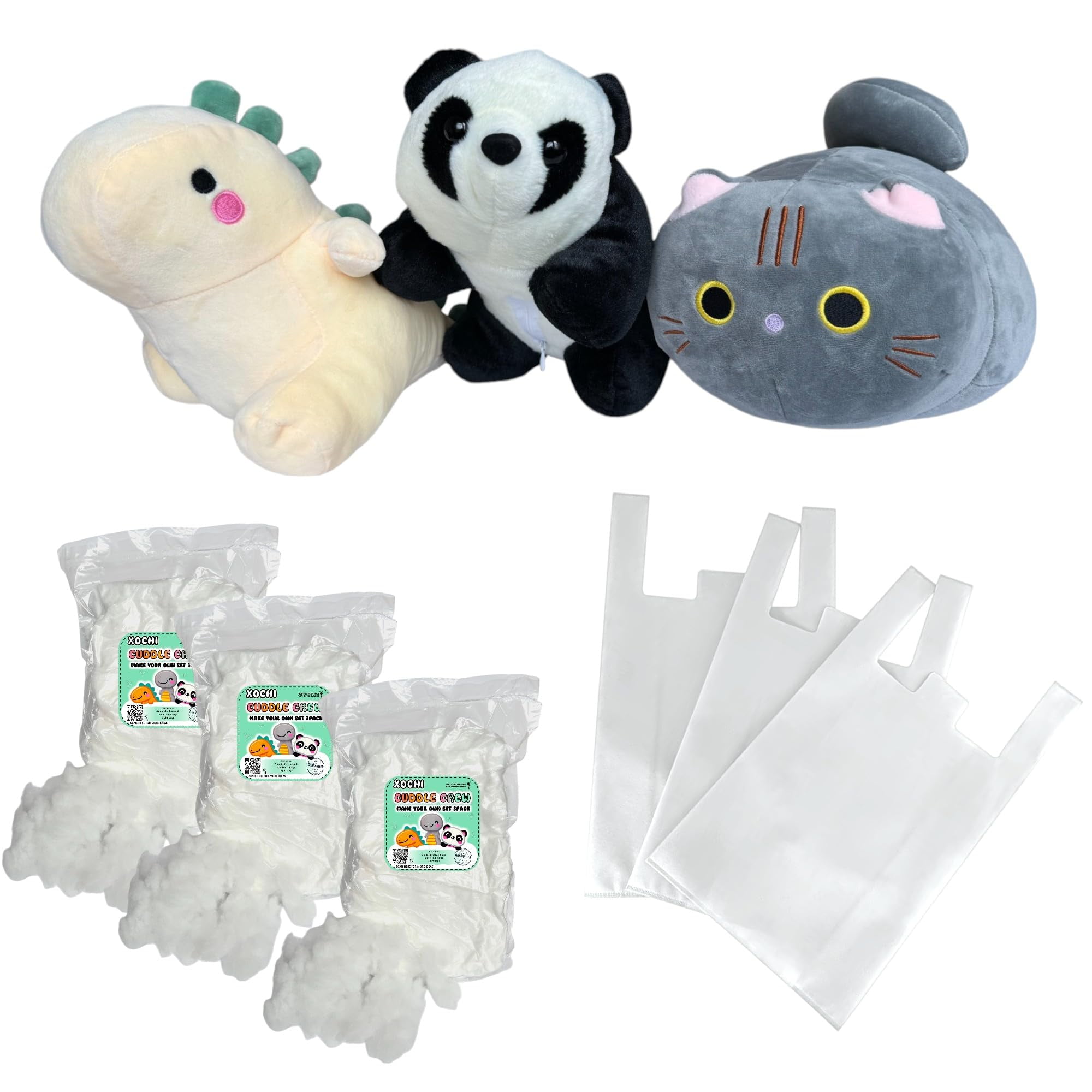 3-Pack 8" Make Your Own Stuffed Animal Kit Unstuffed Plush Animals Kit ...