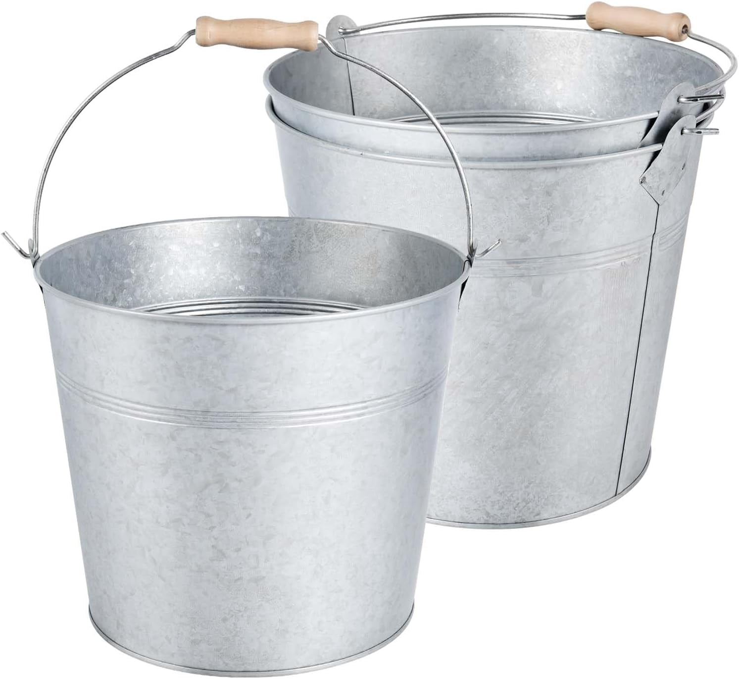 3 Pack 8 Quart Galvanized Metal Buckets Champagne Drink Cooler Storage ...