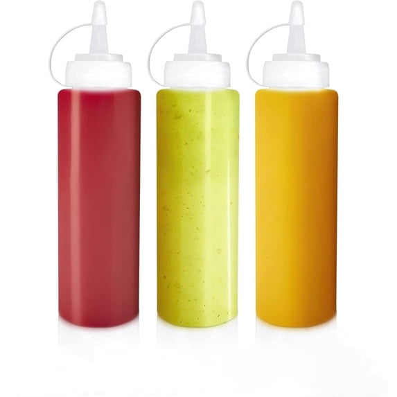 3 Pack 8 oz（240 ml） Graduated Plastic Squeeze Squirt Condiment Bottles ...