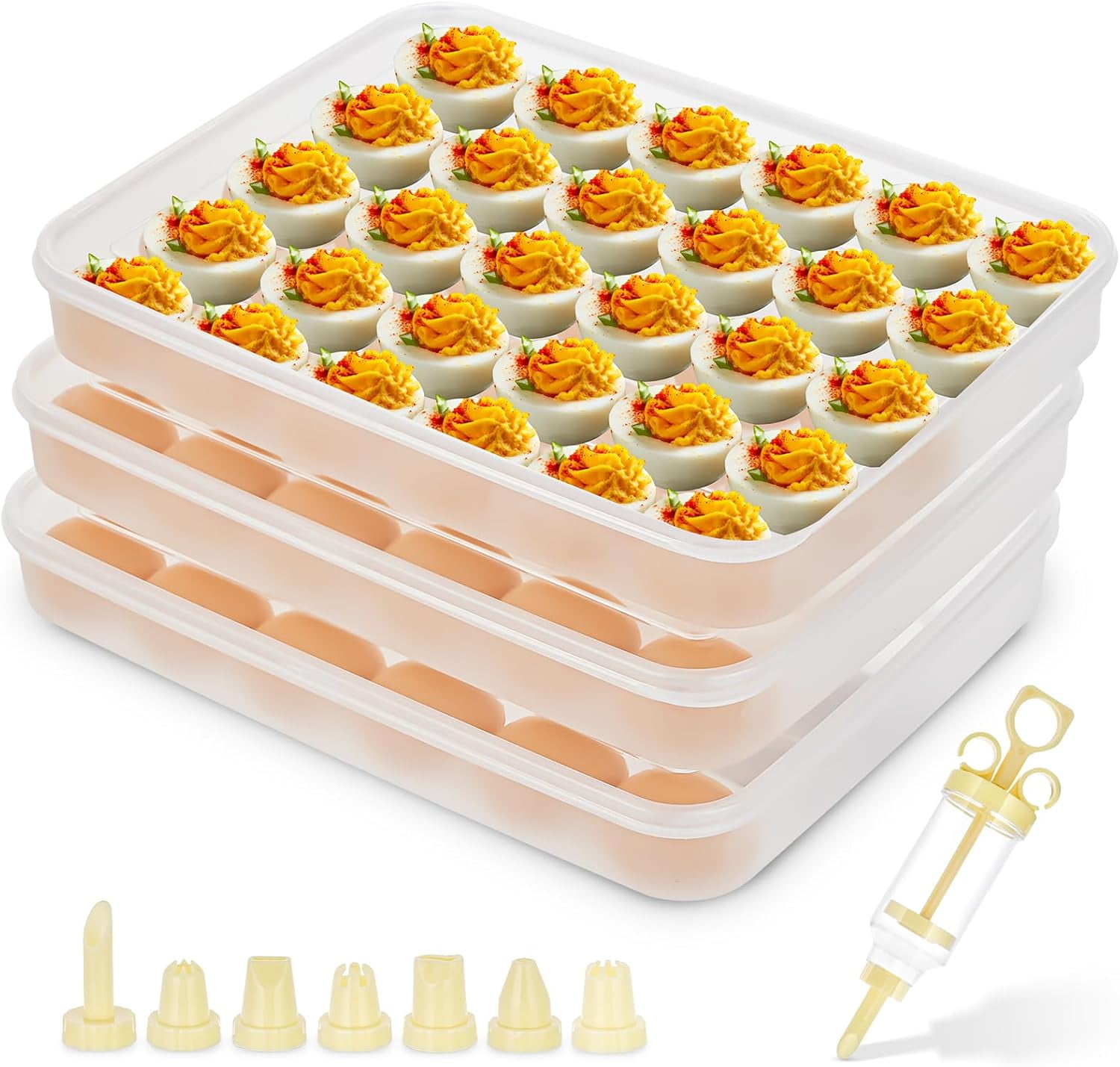 3 Pack 90 Count Deviled Egg Containers with Lid and 8 Pcs Deviled Eggs ...