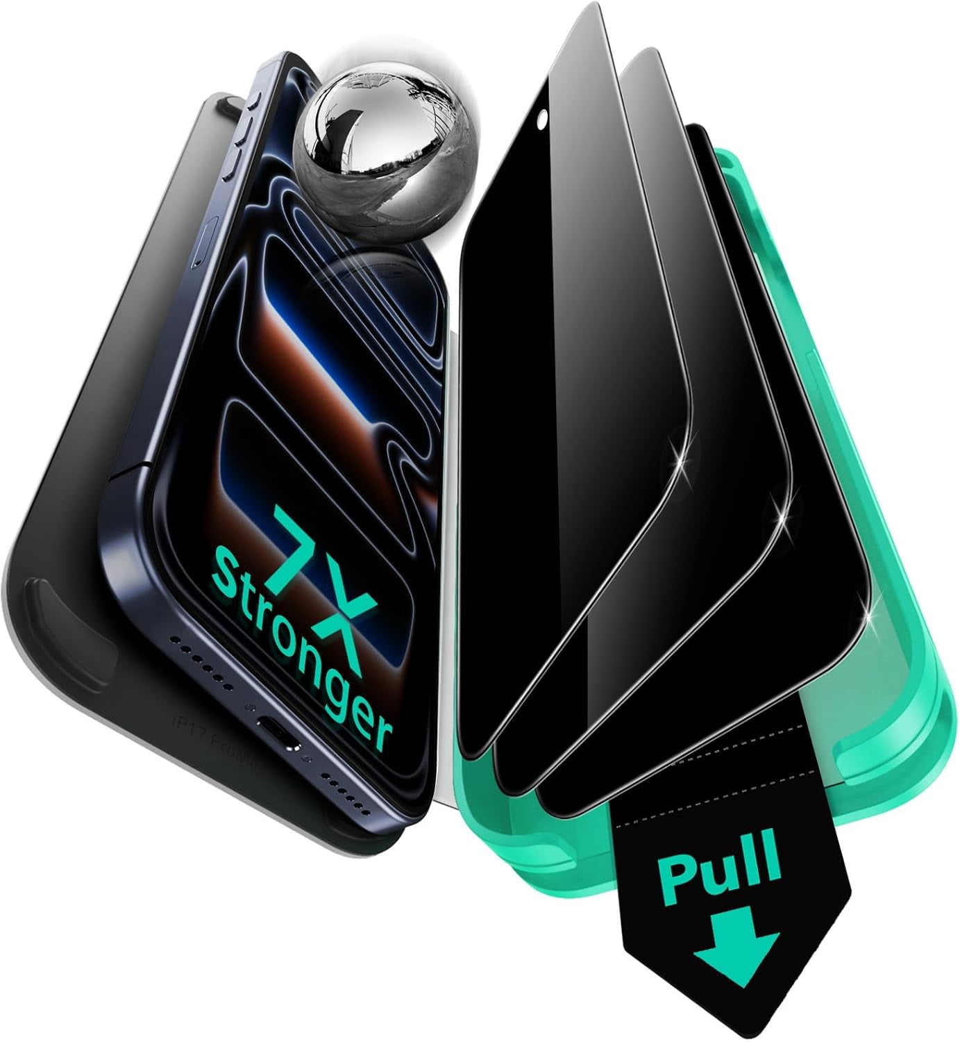 3 Pack 9H+ Glass for iPhone 17 Pro Privacy Screen Protector, [Military ...