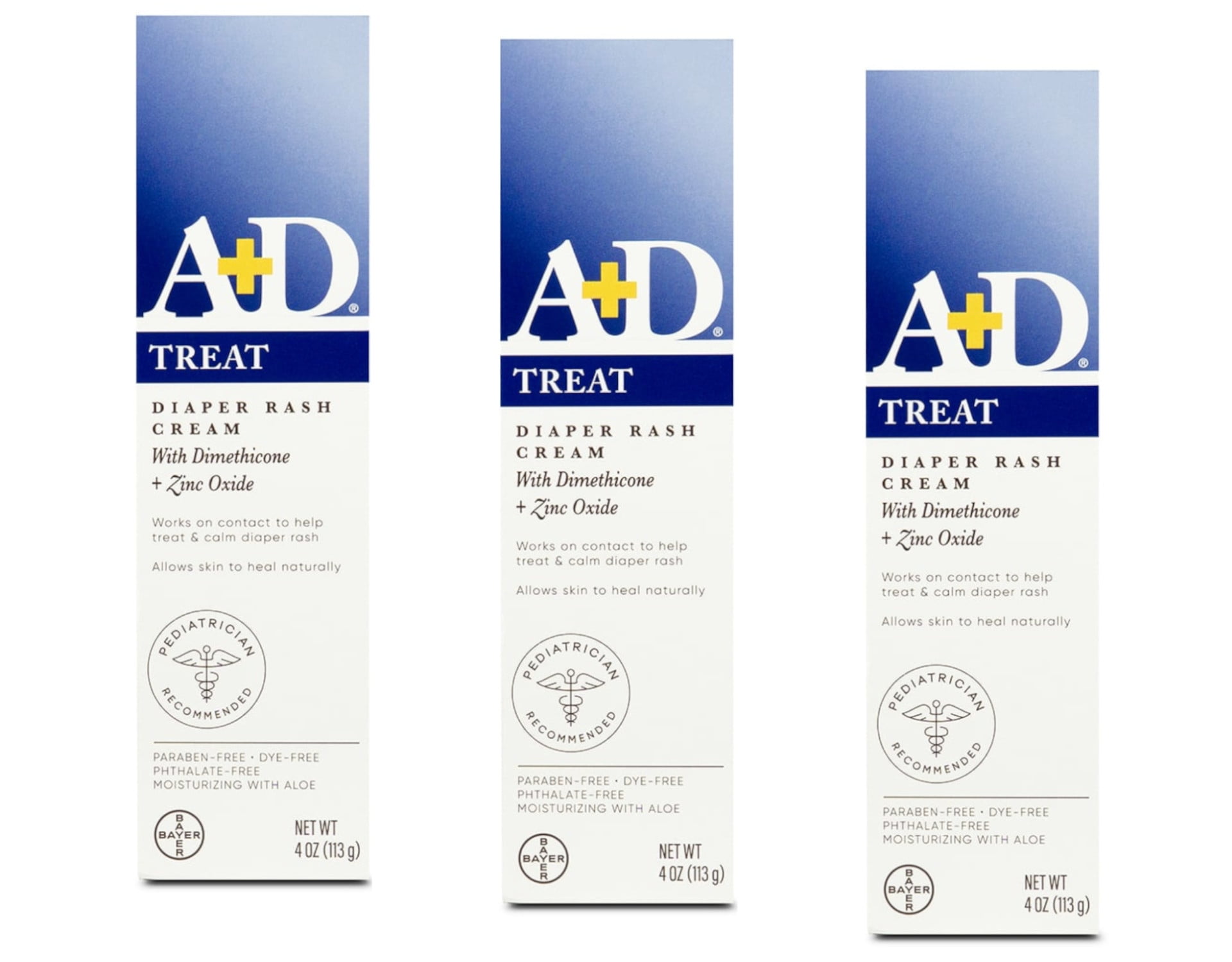 3 Pack A+D Diaper Rash Cream with Aloe Diaper Rash Cream 4 Oz Each ...