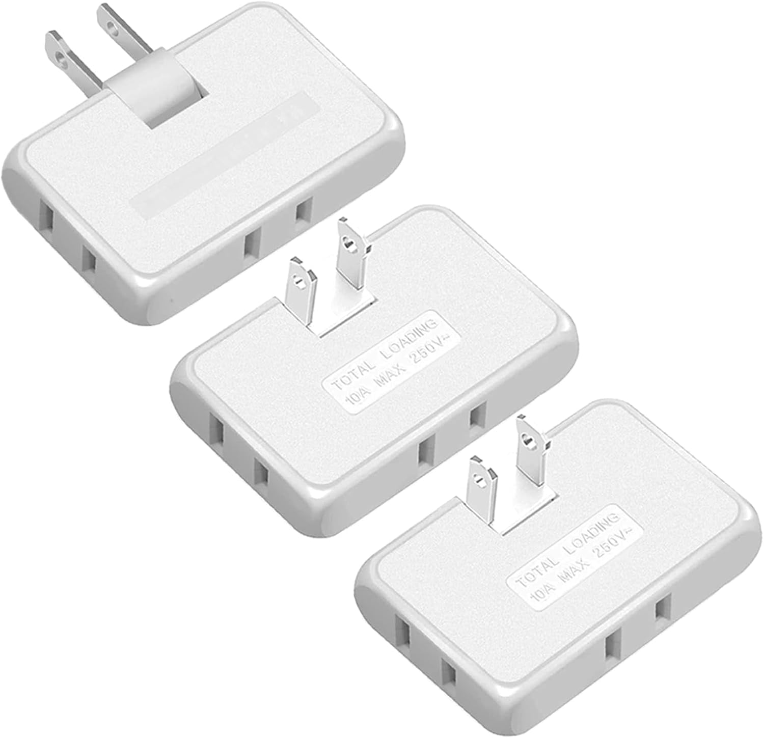3 Pack AC Flat Wall Outlet Extender,3 Way 2 Prong180 Degree Portable ...