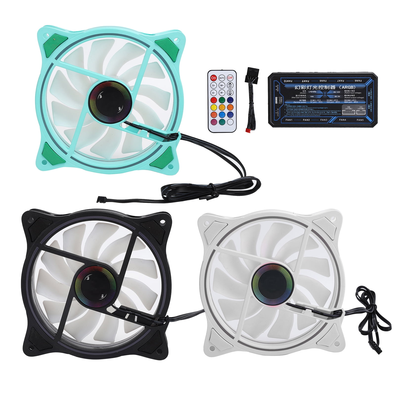 3Pcs Cooling Fans ARGB Controller 11 Fan Blades Silent Computer Air ...