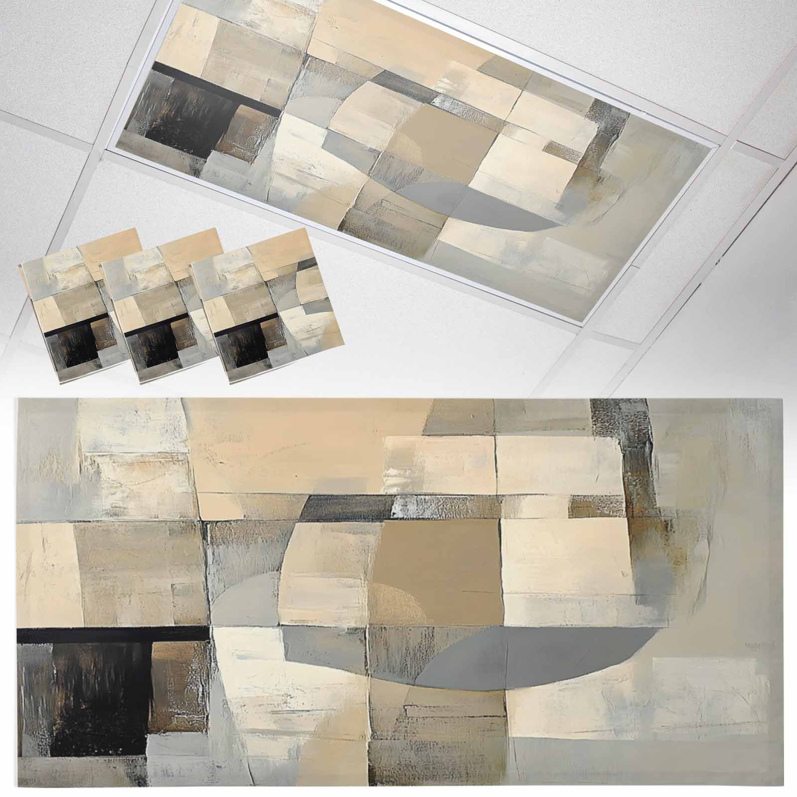 3 Pack Abstract Art Fluorescent Light Covers for Ceiling Lights Beige ...