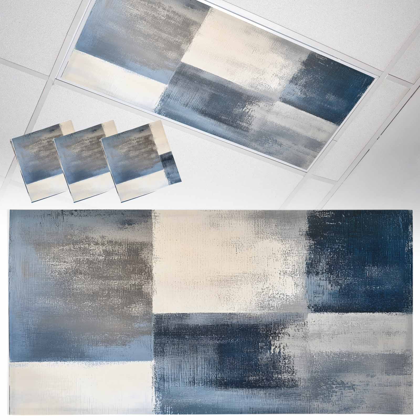 3 Pack Abstract Art Fluorescent Light Covers for Ceiling Lights Blue ...