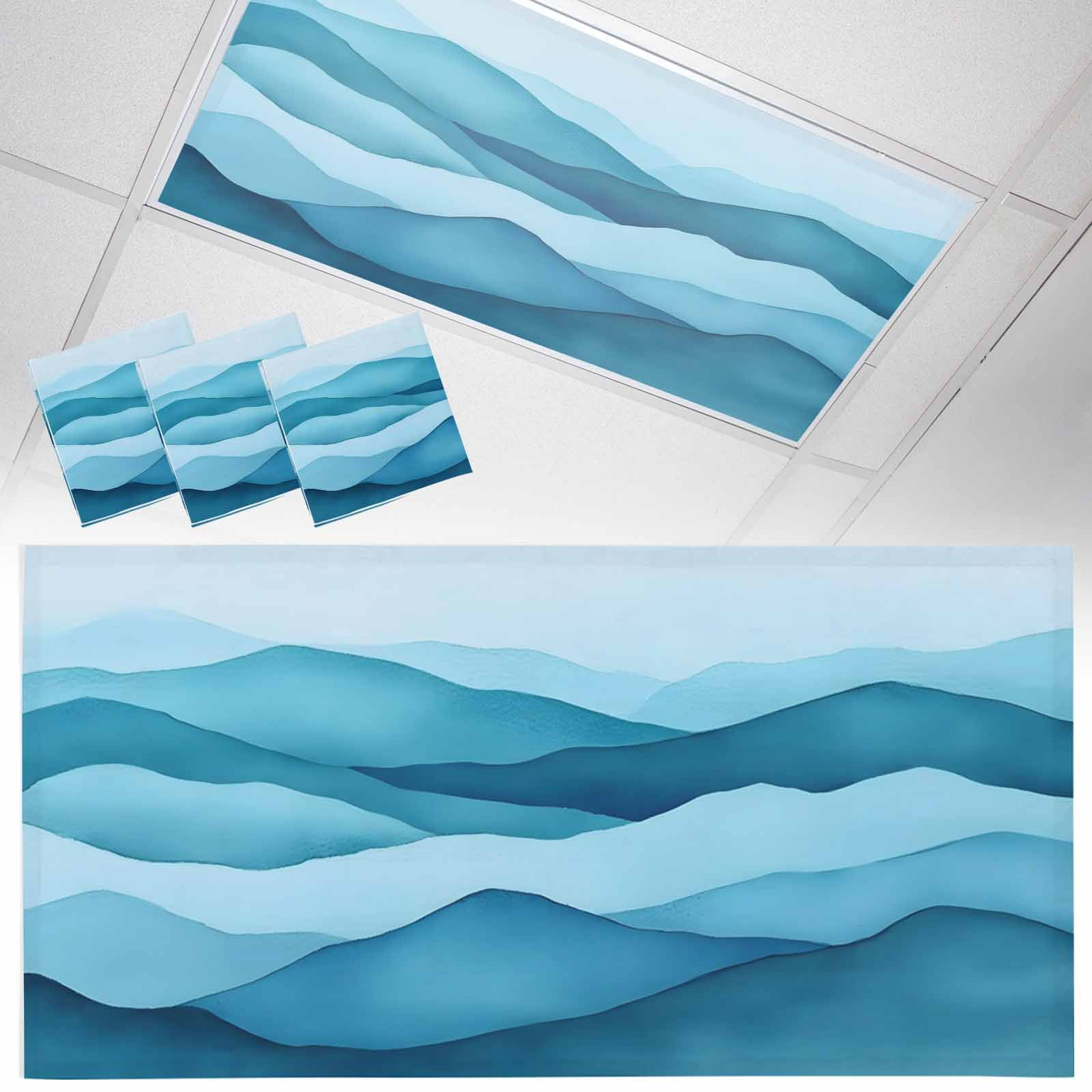 3 Pack Abstract Blue Fluorescent Light Covers for Ceiling Lights ...