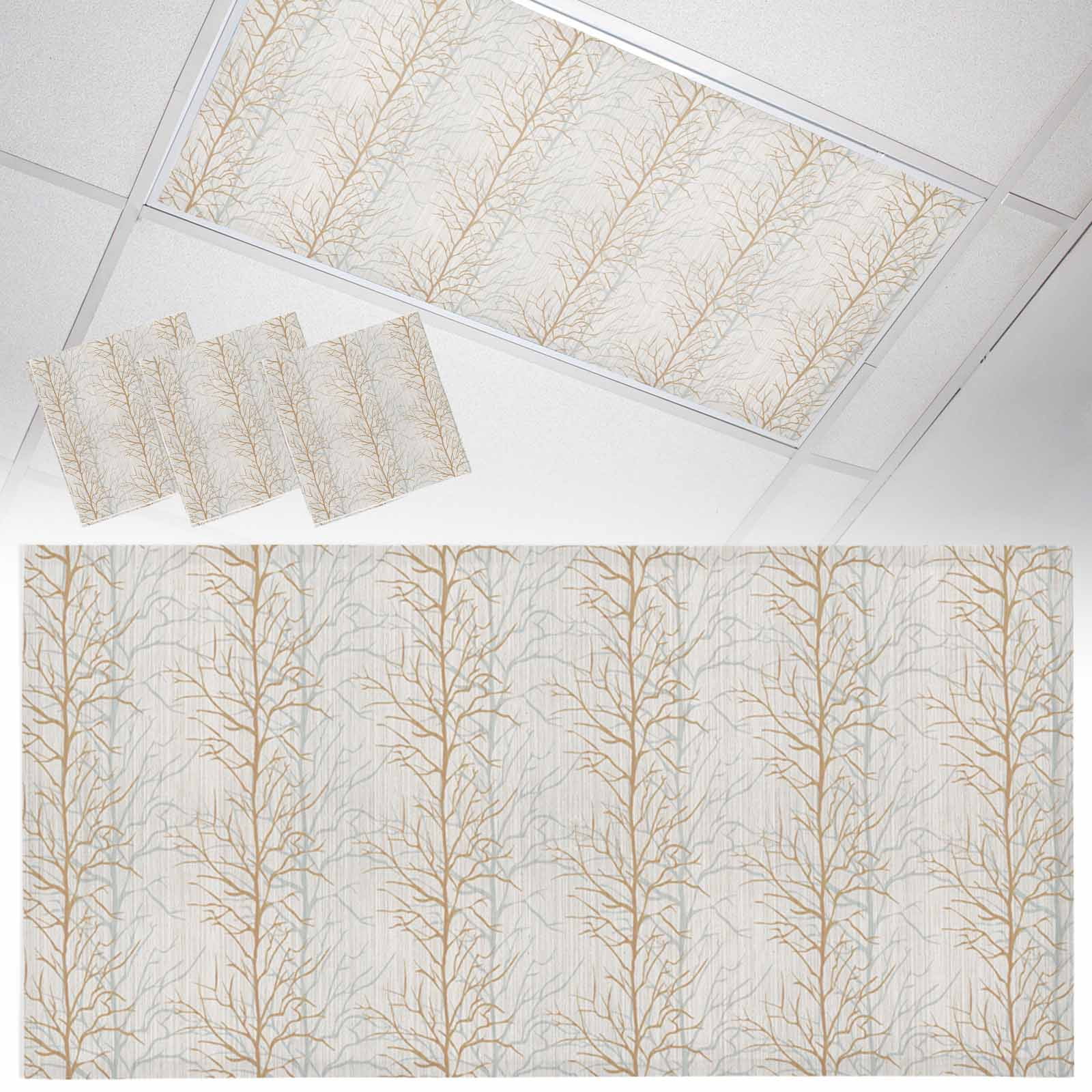 3 Pack Abstract Brown Fluorescent Light Covers for Ceiling Lights Tree ...