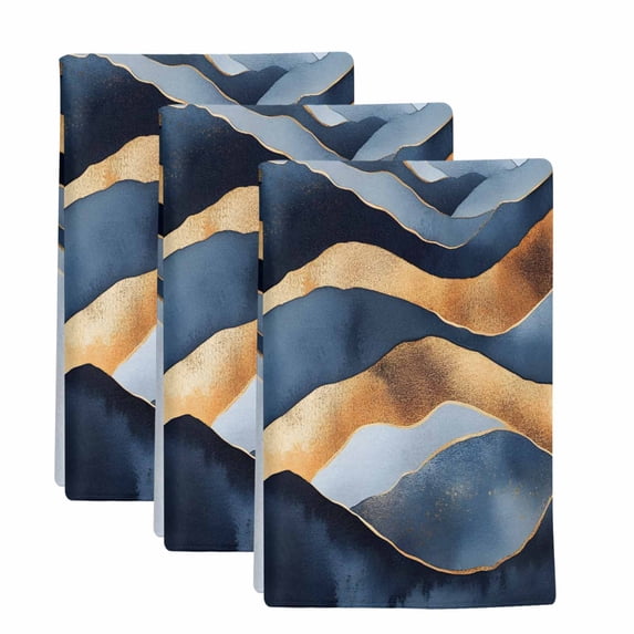 3 Pack Abstract Graffiti Kitchen Towels Blue Gold Stripe Water Ripples ...