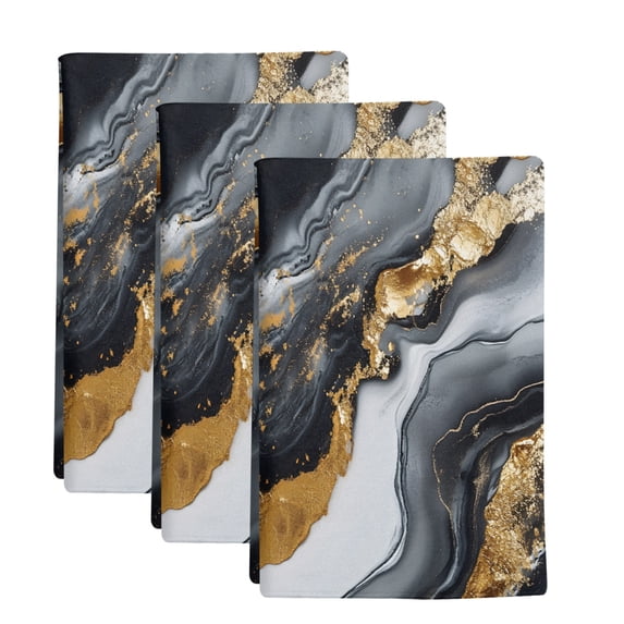 3 Pack Abstract Marble Texture Kitchen Towels Black Gold Crack Gradient ...