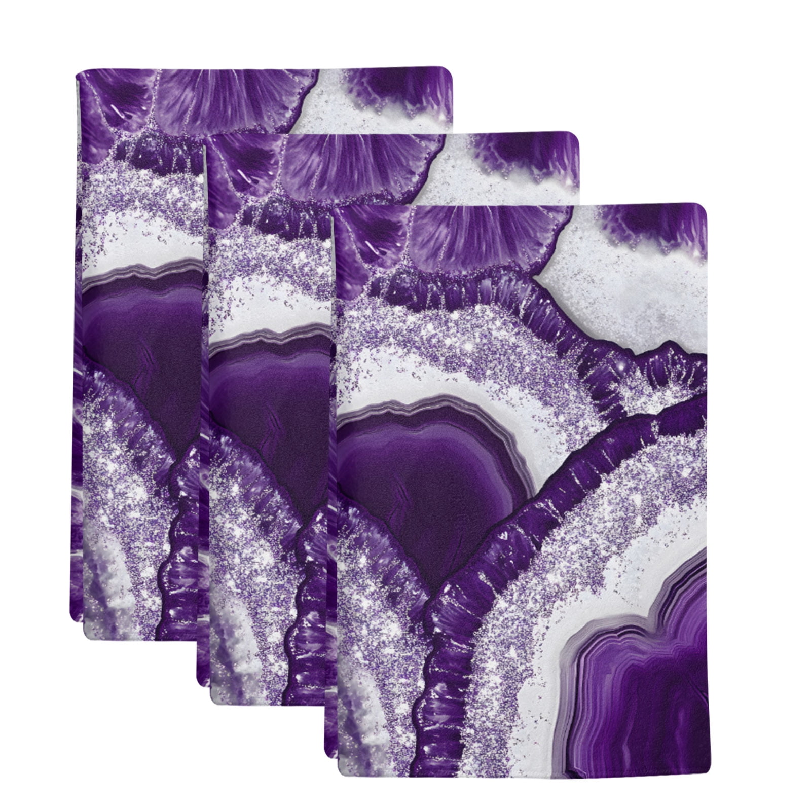 3 Pack Abstract Marble Texture Kitchen Towels White Dark Purple Cracke ...