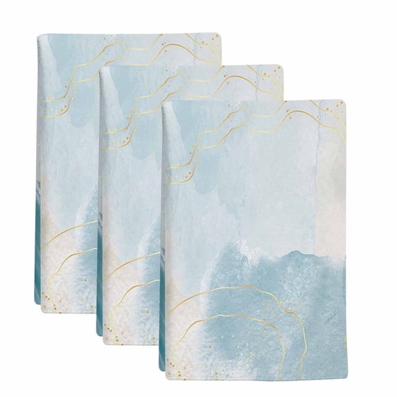 3 Pack Abstract Ombre Kitchen Towels Blue Marble Texture with Golden ...