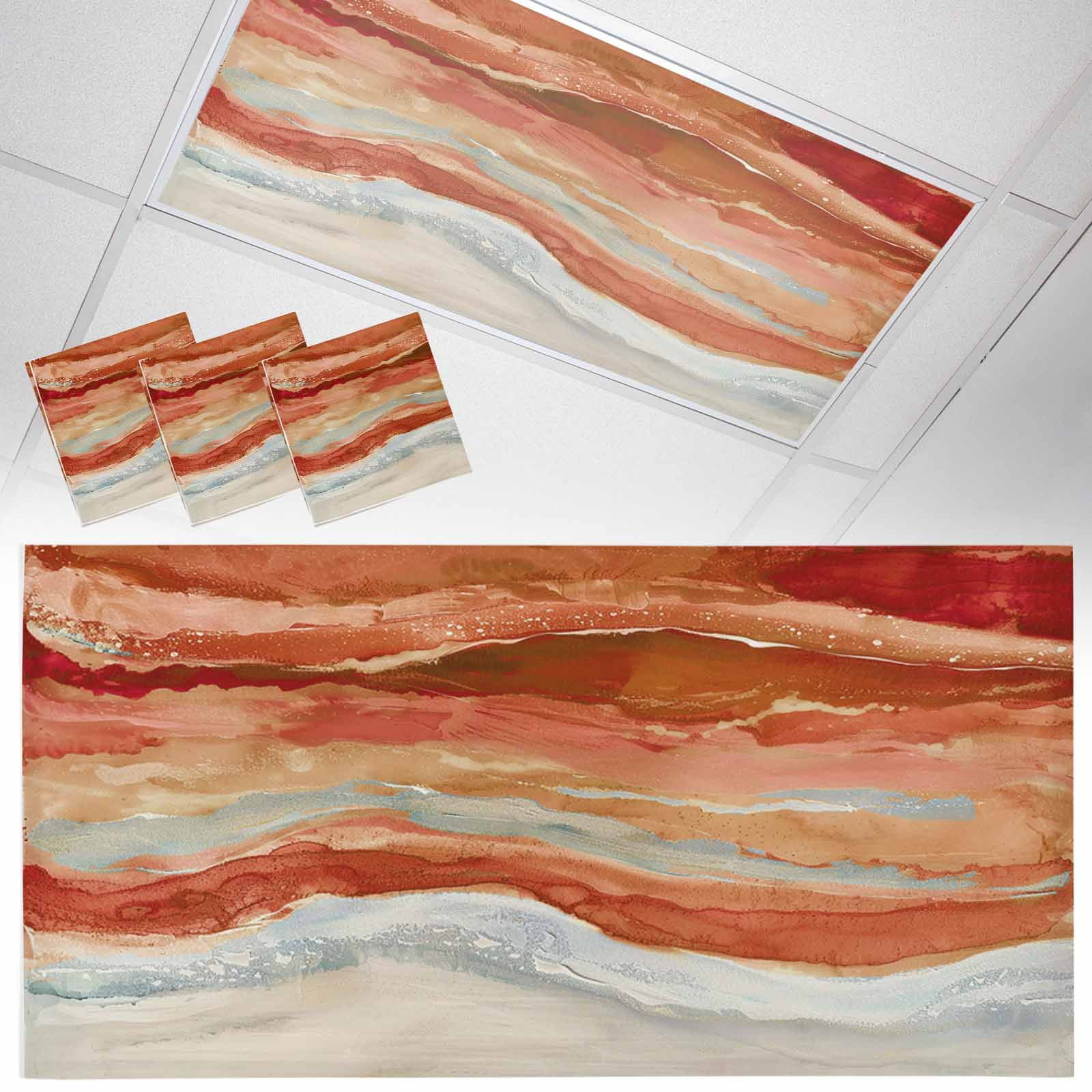 3 Pack Abstract Orange Fluorescent Light Covers for Ceiling Lights ...
