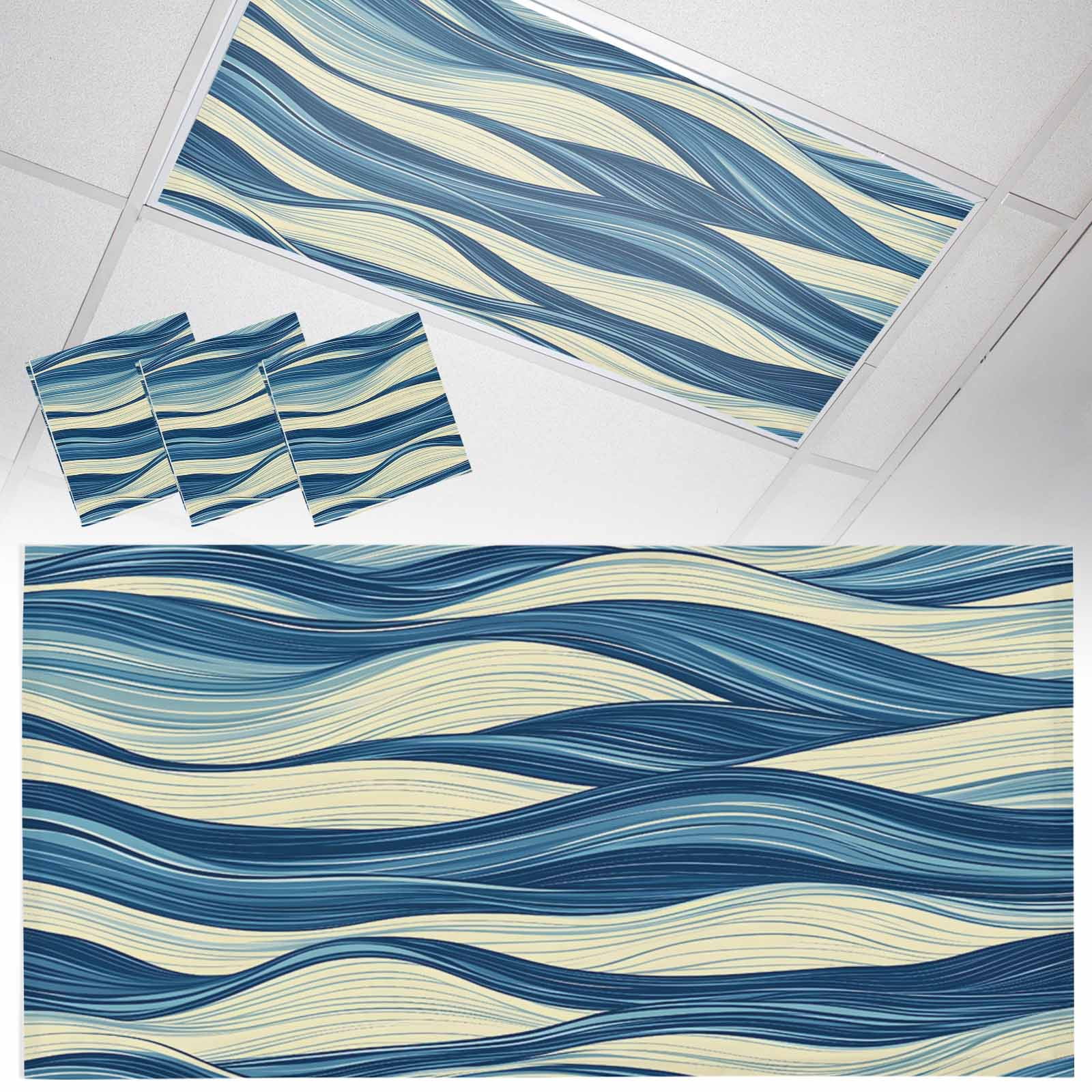 3 Pack Abstract Wave Texture Fluorescent Light Covers for Ceiling ...