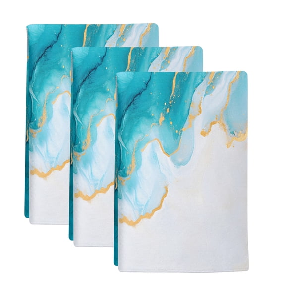 3 Pack Abstract Waves Kitchen Towels Blue Gold Retro Oil Painting Style ...