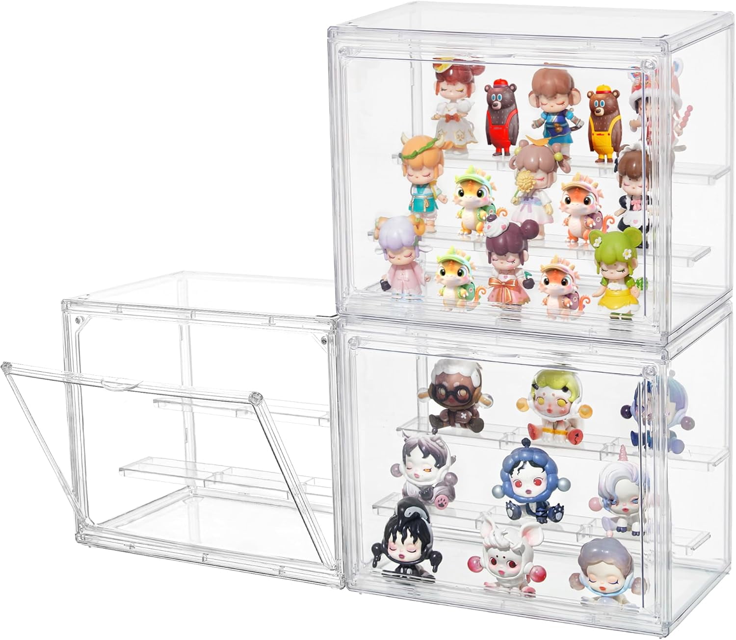 3 Pack Acrylic Display Case,3 Layer Clear Display Case Adjustable ...