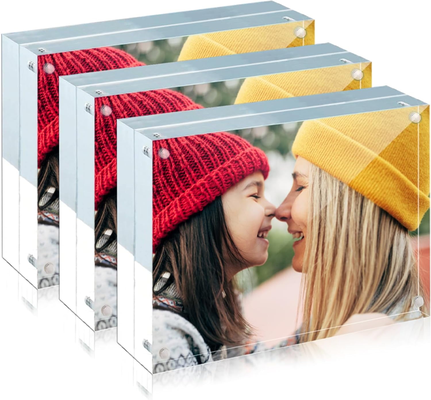 3 Pack Acrylic Frame 5x7, 20% Thicker, 24mm Thick Frameless Clear ...