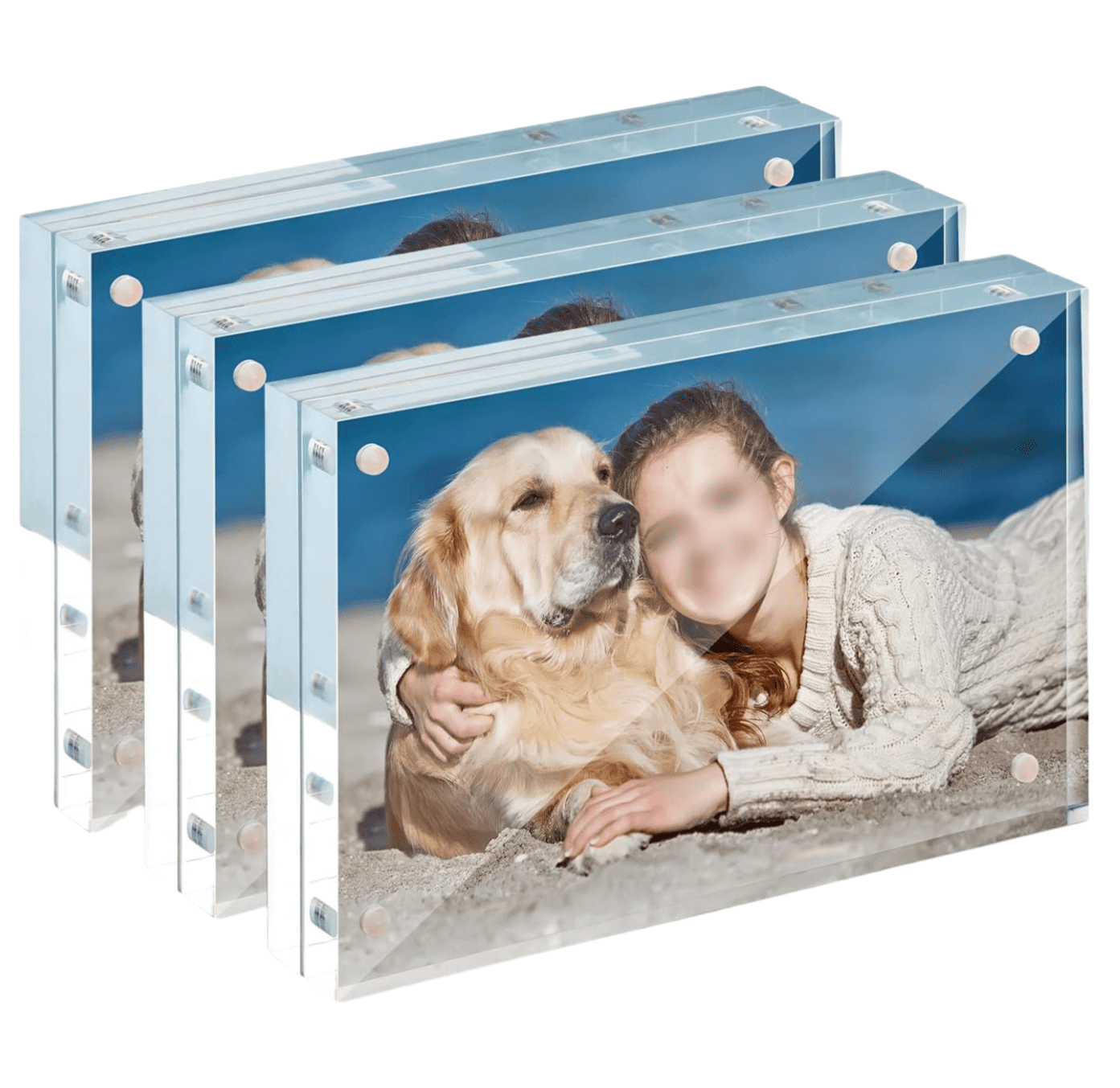 3 Pack Acrylic Picture Frames, Magnet Double Sided 4x6 Picture Frame ...
