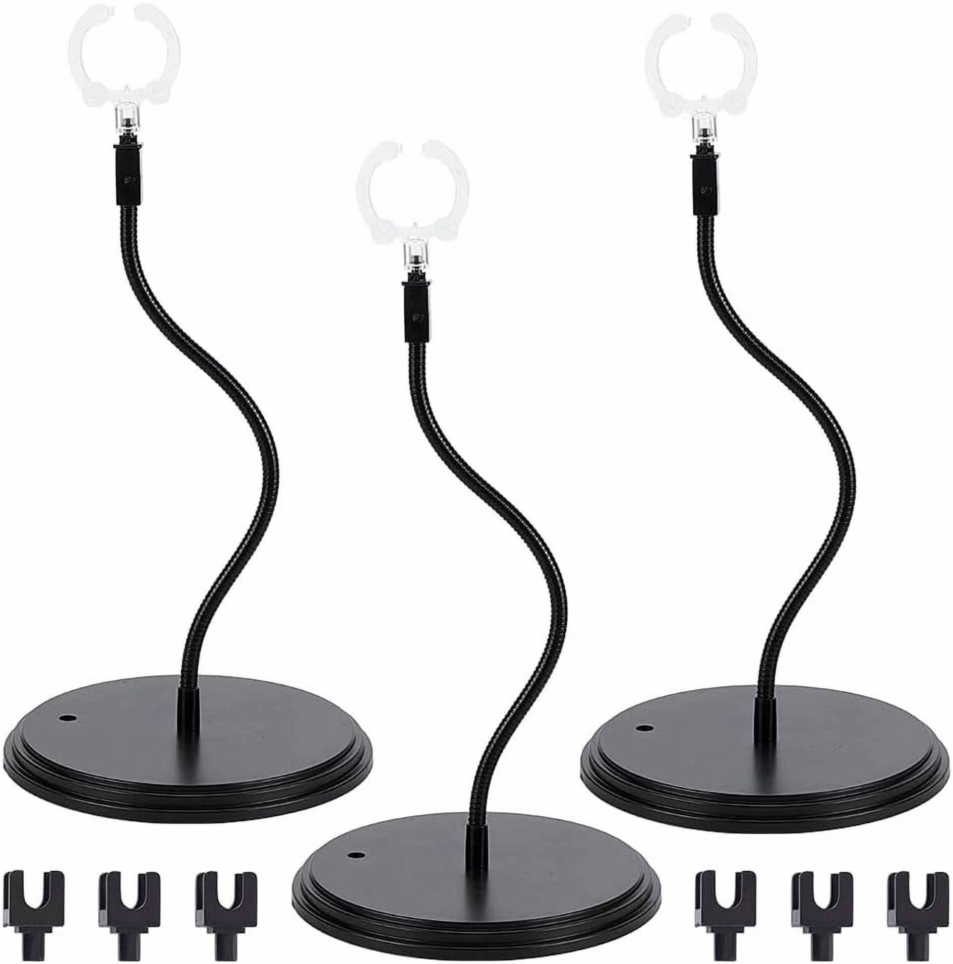 3 Pack Action Figure Stand Black Plastic Round Base with Metal Flexible ...