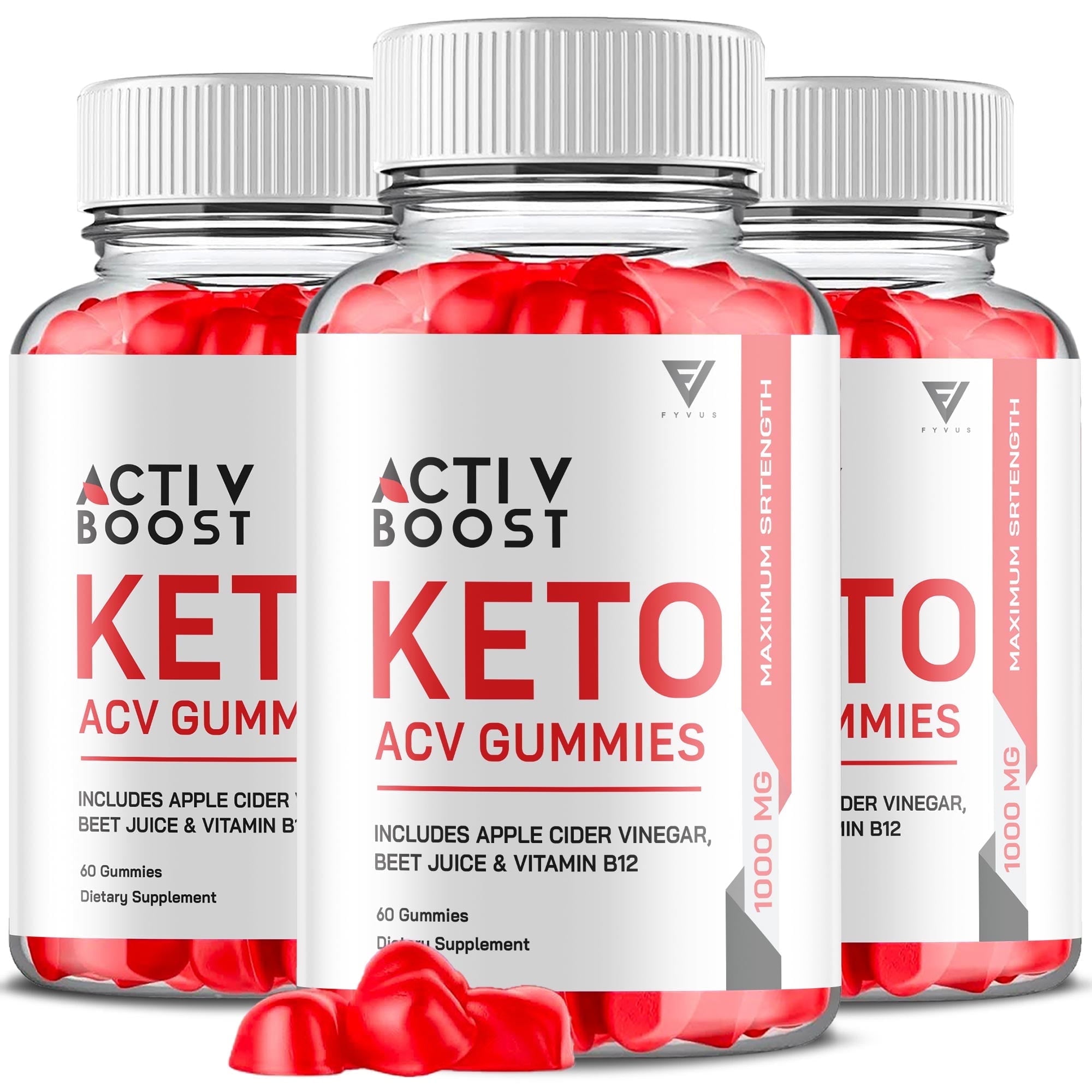 (3 Pack) Activ Boost Keto + ACV 1000mg Gummies Apple Cider Vinegar ...
