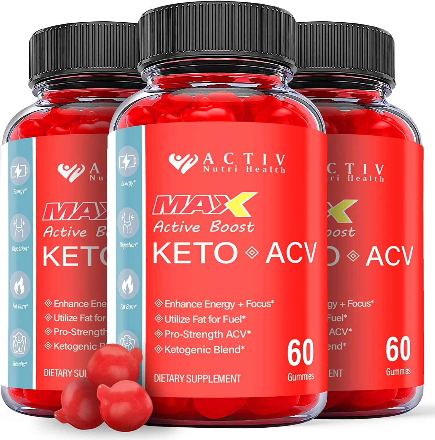 (3 Pack) Activ Max Active Boost Keto ACV Gummies - Supplement for ...