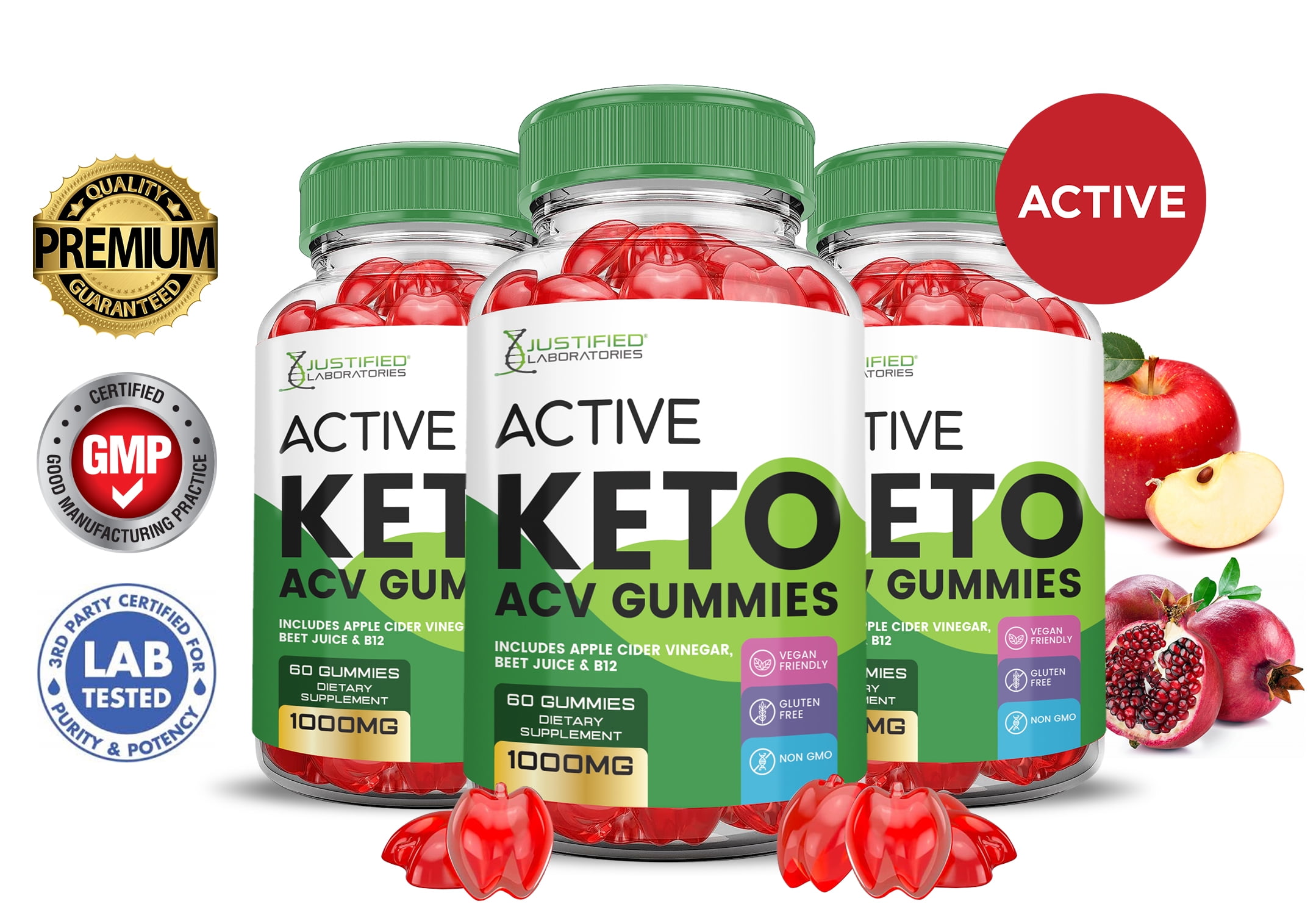 Active Keto ACV Gummies Pack of 3, 1000MG Diet Acid Supplement, 180 ...
