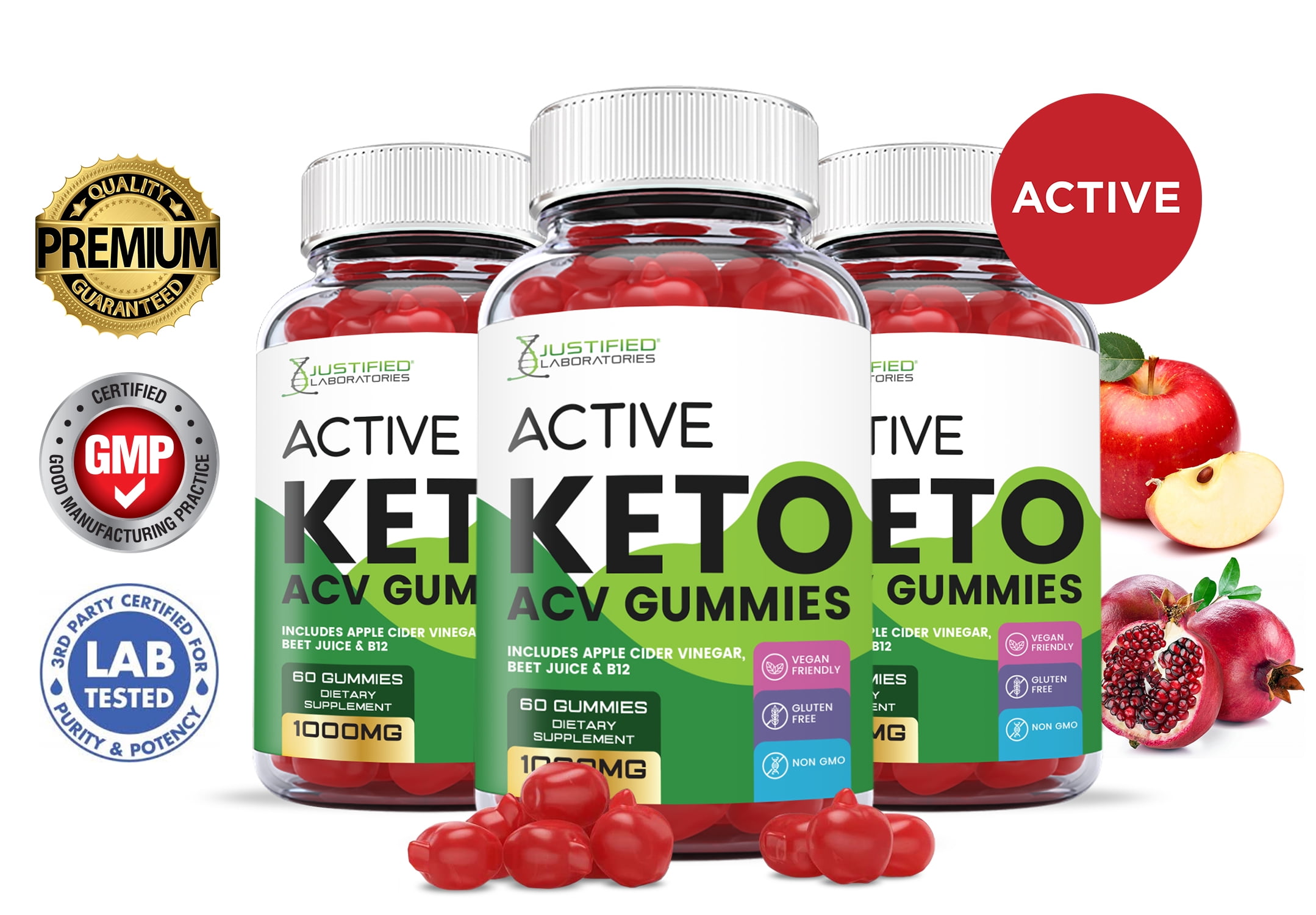 Active Keto ACV Gummies Pack of 3, 1000MG Diet Acid Supplement, 180 ...
