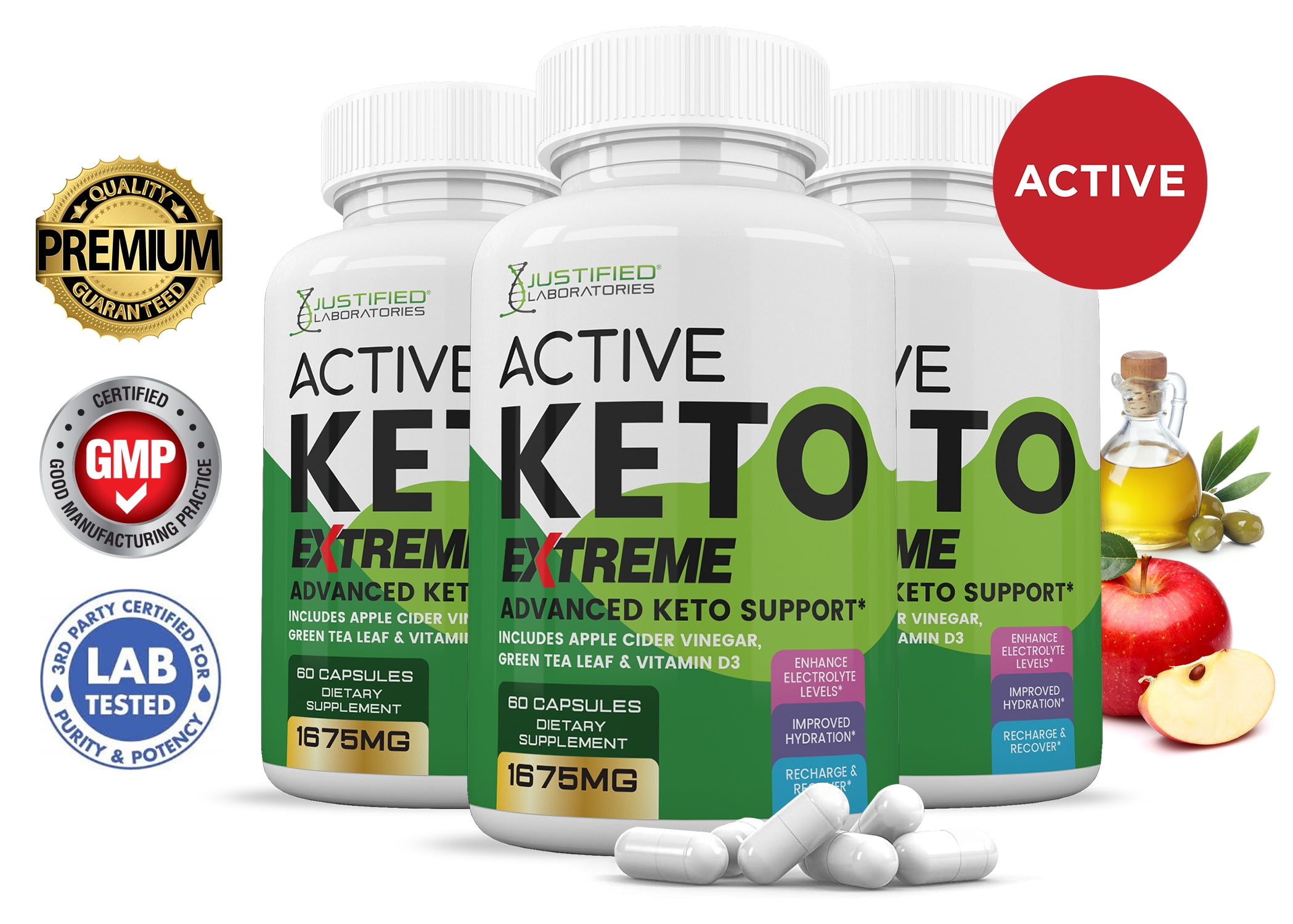 (3 Pack) Active Keto ACV Extreme Pills 1675mg Alternative to Gummies ...