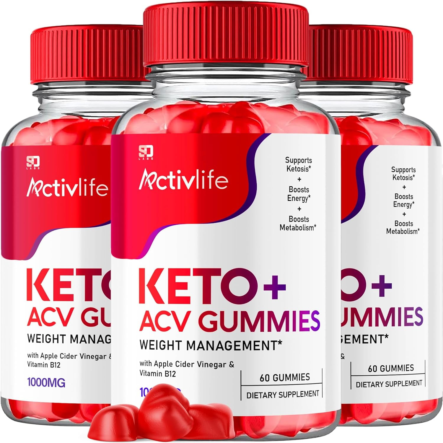 Activlife Keto Gummies (3 Pack) - Energy & Focus Supplement with Apple ...