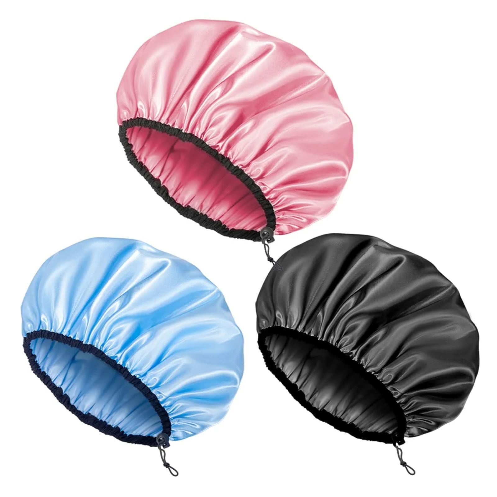 3-Pack Adjustable Shower Cap for Women Reusable Extra Large Waterproof ...