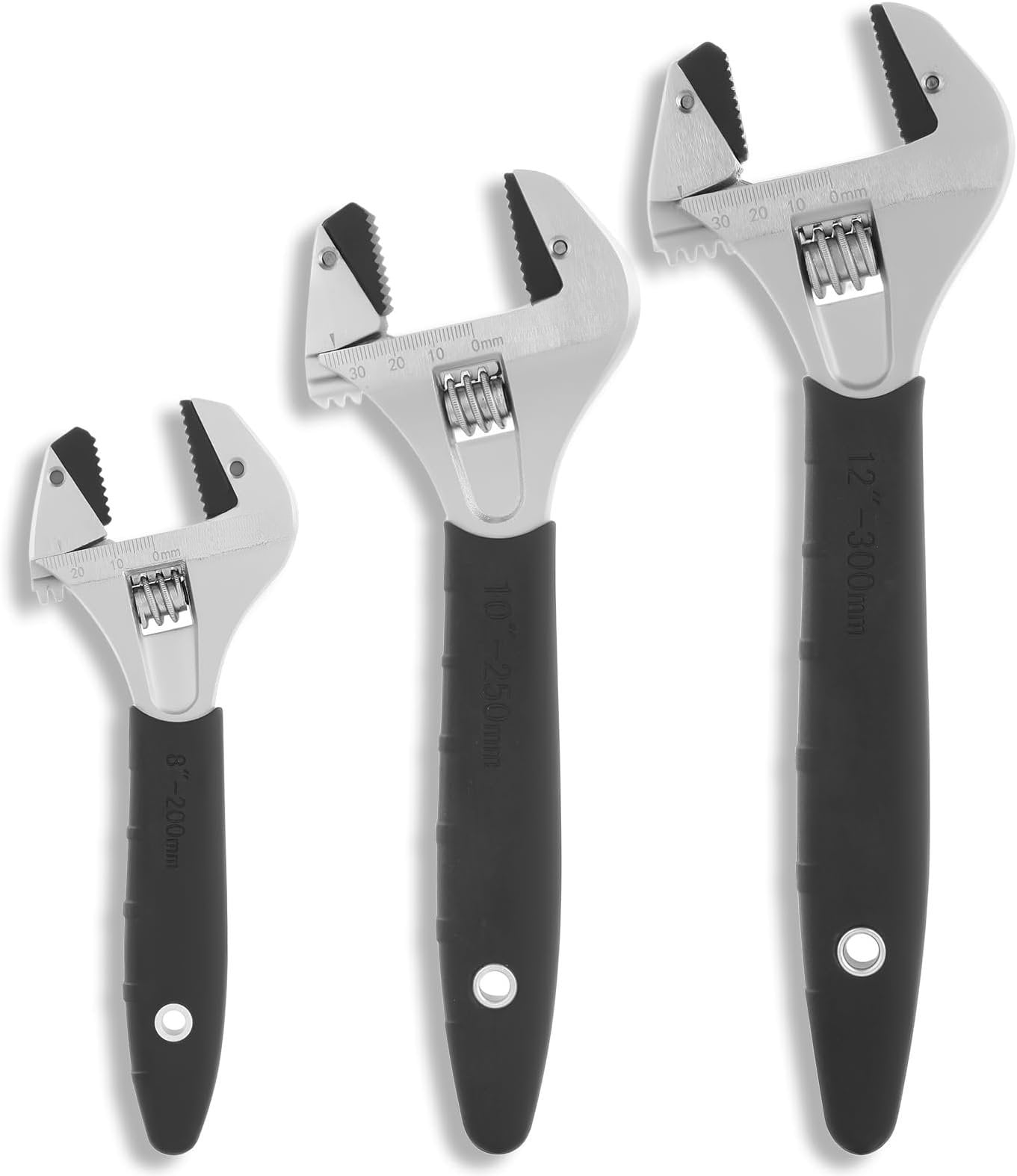 3 Pack Adjustable Wrench Set, 8-inch+10-inch+12-inch Wrench with ...