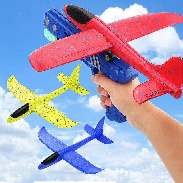 3 Pack Airplane Toys with Launcher, Foam Glider Planes for Kids ...