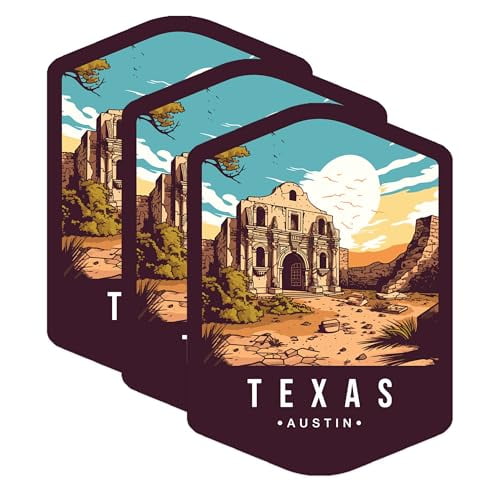 (3 Pack) Alamo Texas Decals - Austin Landmark - Texas Travel Decals - 3 ...