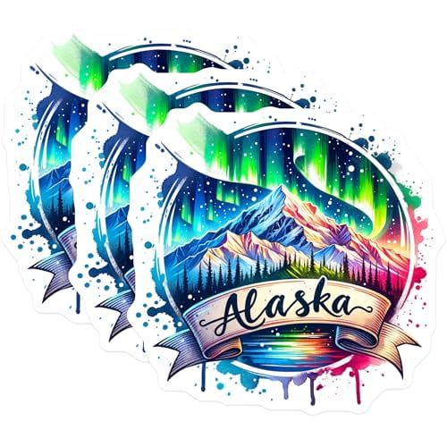 (3 Pack) Alaska Decals - Northern Lights Sticker - Mountain Adventure ...