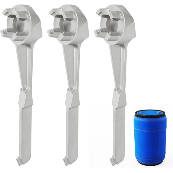 [3 Pack] Aluminum Drum Wrench for Opening Barrels - Non Sparking Bung Wrench - Fit for 2" & Some ...