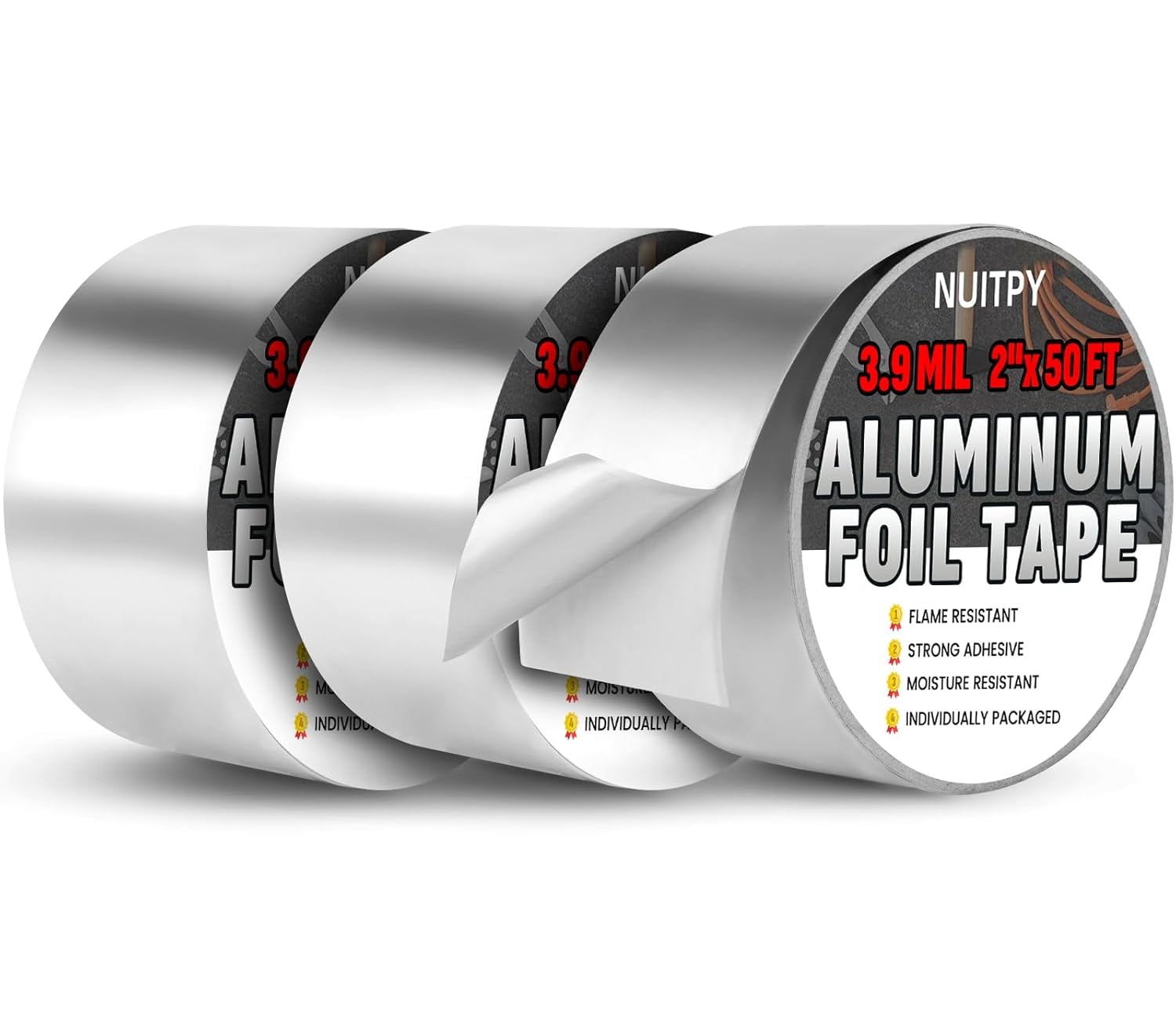 3 Pack Aluminum Foil Tape, 3.9 mil 2" x 150 Feet Total Foil Tape ...