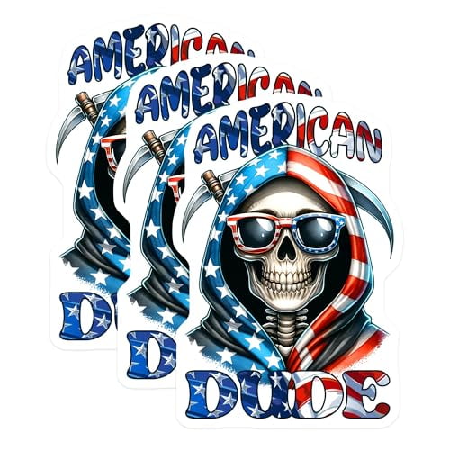 (3 Pack) American Dude Decals - Patriotic Skull - Grim Reaper Decals ...