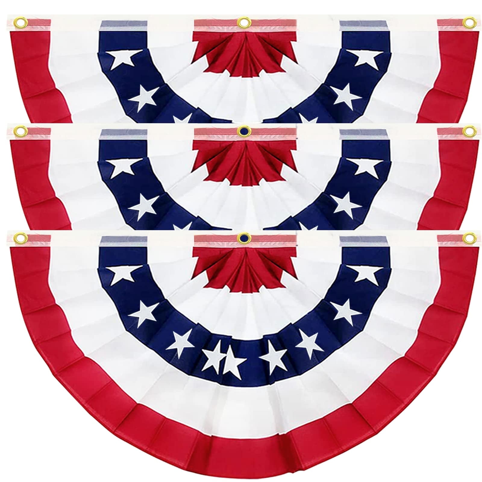 3 Pack American Flag Patriotic Bunting USA Pleated Fan, 1.5X3 Ft Large ...