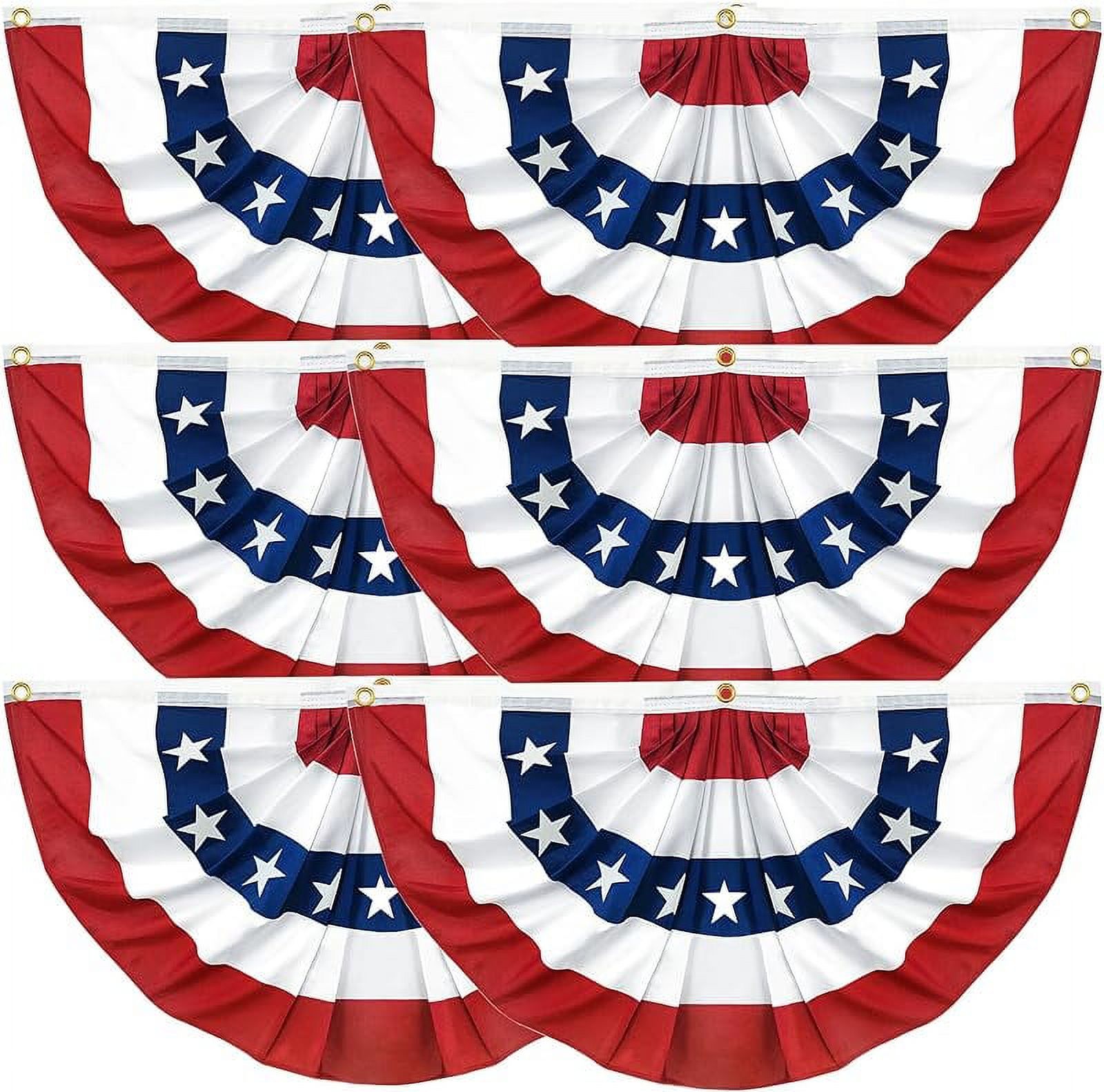 3 Pack American USA Pleated Half Fan Bunting Flags, 3 x 6 Feet Bunting ...