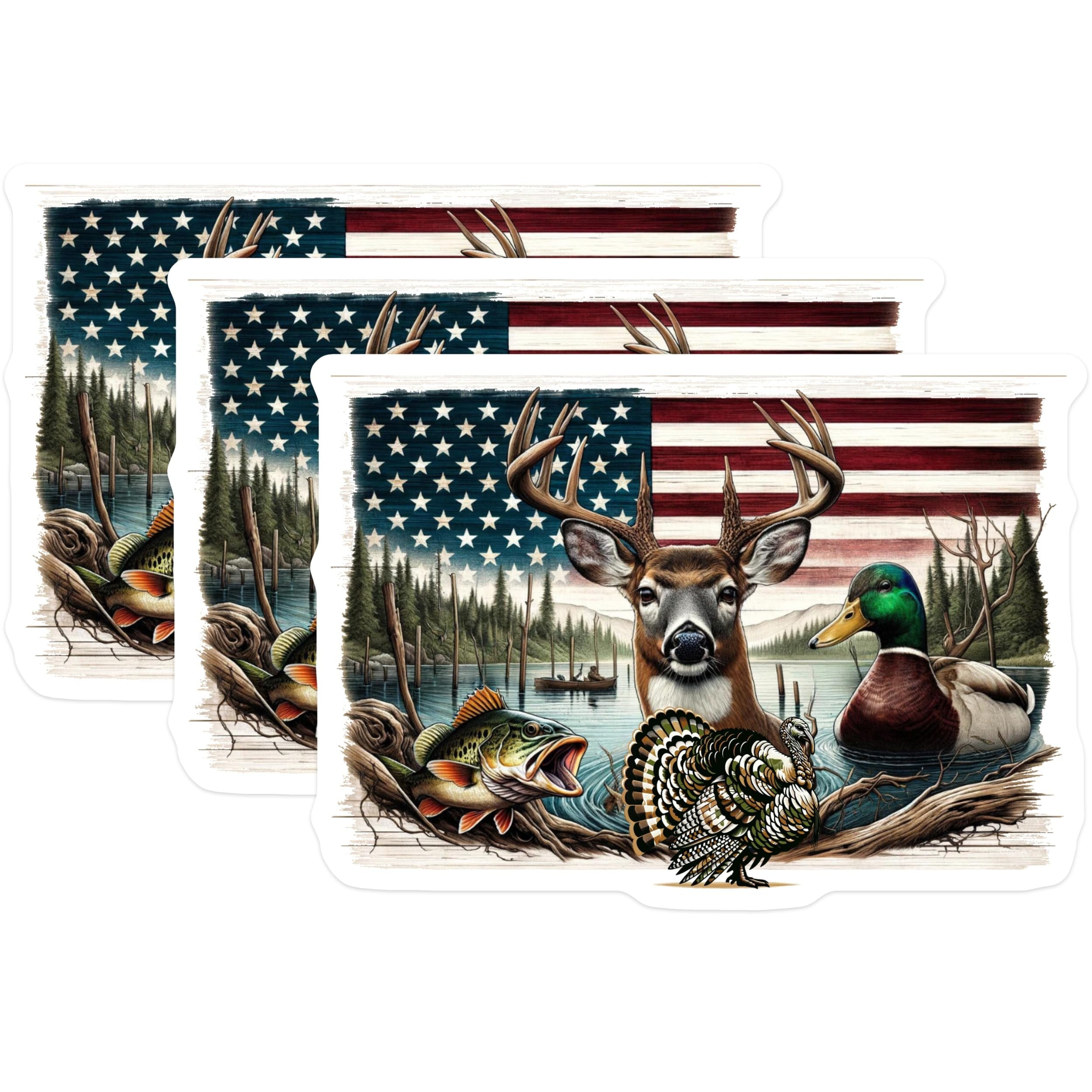 (3 Pack) American Wildlife Decals - Patriotic Animals - Outdoor ...