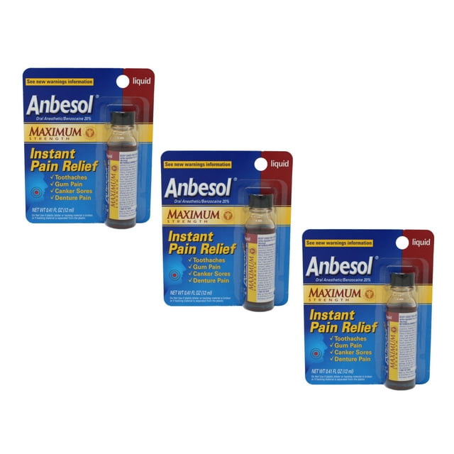 3 Pack - Anbesol Liquid Maximum Strength 0.41oz Each - Walmart.com