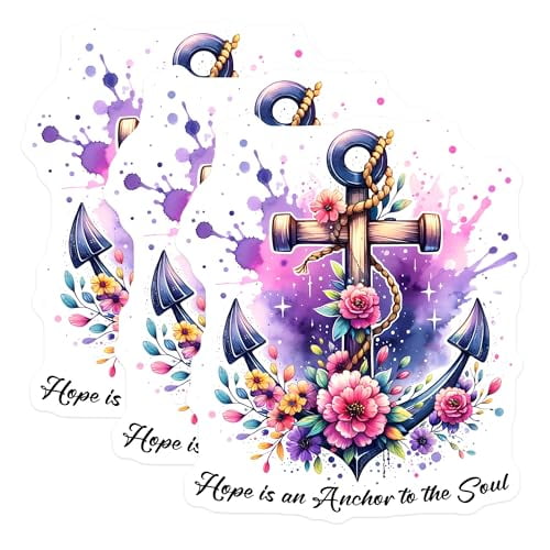 (3 Pack) Anchor Decals - Floral Anchor - Hope Anchor Quote - 3 Inches ...
