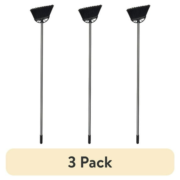 3-Pack Angle-Cut Poly Bristle Brooms | Ergonomic Handle & High-Quality Bristles | for Floor ...