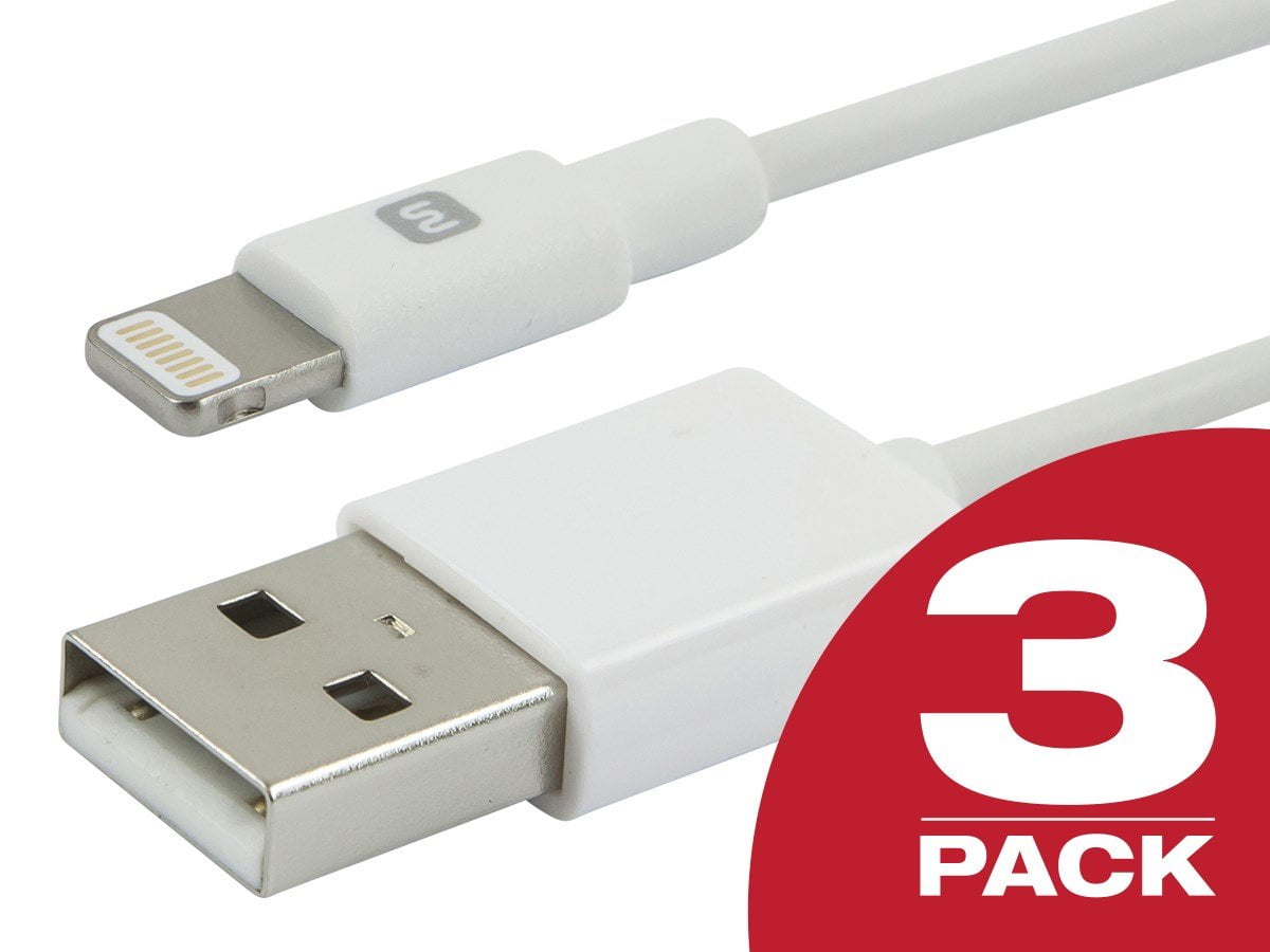 Monoprice 3-Pack Apple MFi Certified Lightning to USB Charge & Sync ...