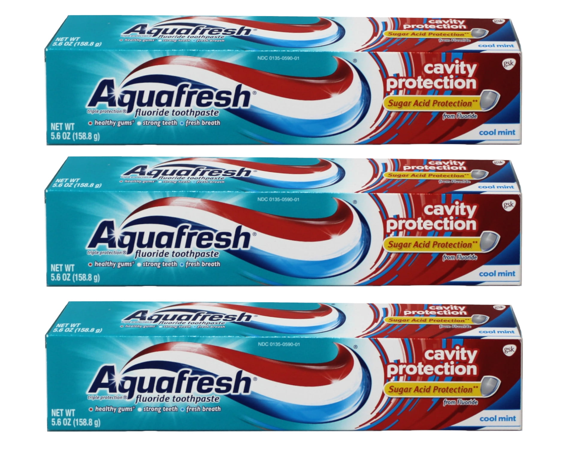 3 Pack - AquaFresh Cool Mint Toothpaste Cavity Protection 5.6 Oz Each ...